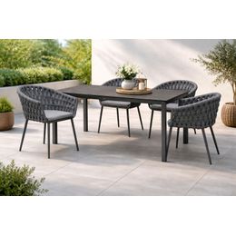 Garten-Essgruppe Destiny, B:61cm H:81cm T:62cmanthrazit, anthrazit, Aluminium, Wicker/Kunststoffgeflecht, Sitzm&ouml;bel-Sets, "MOLINO CREMONA Essgruppe 4