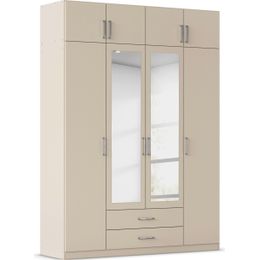 Kleiderschrank Rauch "Schrank Garderobe W&auml;scheschrank GAMMA in 4 Breiten 91-226 cm", beige (champagner), griffe chrom, B:181cm H:248cm T:54cm, Holzwerkstoff, Schr&auml;nke, Kleiderschrank, mit Schubladen und Schrankaufsatz sowie Spiegel MADE IN GERMANY