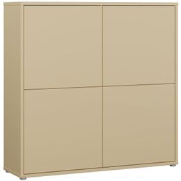 Highboard FORTE, B:124,5cm H:121,5cm T:34,9cmbuttergelb, Holzwerkstoff, Wohnzimmer, Sideboards, "Alice Springs", Grifflos,Push to open, Stauraum