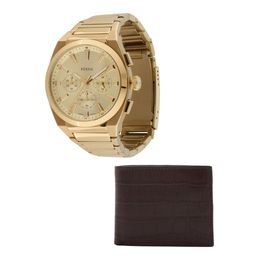 Fossil Set: Uhr und Portemonnaie Herren Gr&ouml;&szlig;e One Size braun / gold
