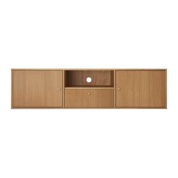 TV-Board HAMMEL FURNITURE "Mistral Fernsehschrank, Medienm&ouml;bel, H&auml;ngend", braun (eiche, lack, &ouml;l), B:161,5cm H:41,6cm T:45cm, MDF, Massivholz, Spanplatte, Sideboards, TV-Board, T&uuml;ren mit Akustikstoff, Schublade, Lowboard, B: 161,5 cm