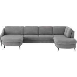 Sit & More Wohnlandschaft SIT & MORE "Soul U-Form", grau, B:372cm H:90cm T:239cm, 95% Polyester, 10% Polyamid, Sofas, Wohnlandschaft, wahlweise mit Bett und Bettkasten