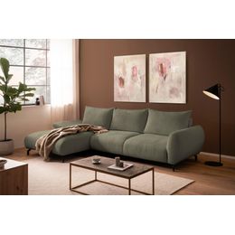 Ecksofa OTTO HOME "KELLIE, L-Form, 315 cm, verstellbare Armlehne, Metallf&uuml;&szlig;e", gr&uuml;n, B:315cm H:93cm T:169cm, Sofas, Ecksofa, wahlweise Recamiere links o. rechts, Chenille-Stoff, hoher Sitzkomfort