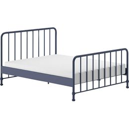 Metallbett Vipack "Bronxx, standfest gebaut, gradlinige Optik in zeitlosem Design", blau (blau matt, blau matt, blau matt), B:166,5cm H:110cm L:207cm, Betten, inkl. Lattenrost, Mittelsteg und Fu&szlig;st&uuml;tze unter der Liegefl&auml;che