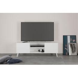 TV-Board FMD "Brighton", wei&szlig;, B:140cm H:46,5cm T:34,5cm, Sideboards, TV-Board, Breite 140 cm, mit und ohne Schublade