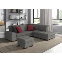 Sit & More Ecksofa SIT & MORE "Luxor L-Form", grau, B:259cm H:82cm T:224cm, Luxus-Microfaser ALTARA NUBUCK (100% Polyester);Soft clean (98% Polyester, 2% Polyamid);Struktur fein (100% Polyester), Sofas, Ecksofa, wahlweise mit Bettfunktion, Stauraum und Kopfteilverstellung
