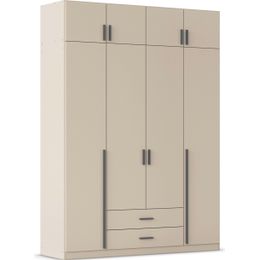 Kleiderschrank Rauch "Schrank Garderobe W&auml;scheschrank GAMMA in 4 Breiten 91-226 cm", beige (champagner), griffstangen graumetallic, B:181cm H:248cm T:54cm, Holzwerkstoff, Schr&auml;nke, Kleiderschrank, mit Schubladen und Schrankaufsatz, schlichtes Design MADE IN GERMANY
