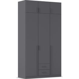Kleiderschrank Rauch "Schrank Garderobe W&auml;scheschrank GAMMA in 4 Breiten 91-226 cm", graumetallic, griffstangen graumetallic, B:136cm H:248cm T:54cm, Holzwerkstoff, Schr&auml;nke, Kleiderschrank, mit Schubladen und Schrankaufsatz, schlichtes Design MADE IN GERMANY