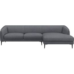 Ecksofa FLEXLUX "Belle Designsofa, L-Form, B/T 288/149 cm", blau (navy blau), B:288cm H:74cm T:149cm, 62% Polyester/17%Cotton/14%Viscose/7%linen, Sofas, Ecksofa, Skandinavisches Design, In hochwertiger Verarbeitung