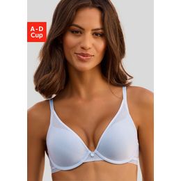 Push-up-BH s.Oliver "Zo&egrave;", Damen, Gr. 70, Cup D, blau (hellblau), Microtouch, Obermaterial: 60% Polyamid, 35% Polyester, 5% Elasthan, BHs Push-up-BH, aus modischen Mesh in Streifen-Optik