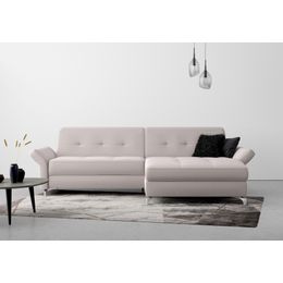 Ecksofa Home Affaire "Maredo L-Form", beige (sand), B:284cm H:89cm T:179cm, 100% Polyester, Sofas, Ecksofa, Federkern, wahlweise auch mit Kopfteil- und Armlehnverstellung