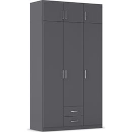 Kleiderschrank Rauch "Schrank Garderobe W&auml;scheschrank GAMMA in 4 Breiten 91-226 cm", graumetallic, griffe chrom, B:136cm H:248cm T:54cm, Holzwerkstoff, Schr&auml;nke, Kleiderschrank, mit Schubladen und Schrankaufsatz, schlichtes Design MADE IN GERMANY