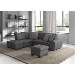 Sit & More Ecksofa SIT & MORE "Luxor L-Form", grau (steel), B:259cm H:82cm T:224cm, Luxus-Microfaser ALTARA NUBUCK (100% Polyester);Soft clean (98% Polyester, 2% Polyamid);Struktur fein (100% Polyester), Sofas, Ecksofa, wahlweise mit Bettfunktion, Stauraum und Kopfteilverstellung
