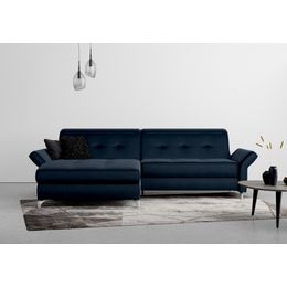 Ecksofa Home Affaire "Maredo L-Form", blau (navy), B:284cm H:89cm T:179cm, 100% Polyester, Sofas, Ecksofa, Federkern, wahlweise auch mit Kopfteil- und Armlehnverstellung