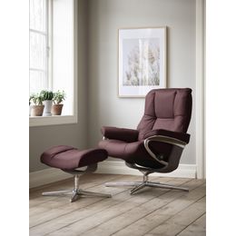 Relaxsessel stressless "Mayfair", rot (bordeaux batick), B:92cm H:103cm T:79cm, Leder BATICK: BATICK ist ein leicht korrigiertes, durchgef&auml;rbtes und genarbtes M&ouml;belleder, bei dem die meisten Unebenheiten und Spuren in der Regel entfernt wurden., Sessel, Relaxsessel, mit Cross Base, Gr&ouml;&szlig;e S, M & L, Holzakzent Wenge