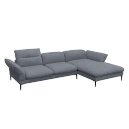 Ecksofa FLEXLUX "Salino, Funktionssofa mit Recamiere, Relaxsofa, Ecksofa", blau (navy blau), B:307cm H:88cm T:182cm, 62% Polyester, 17% Cotton, 14% Viscose, 7% Linen, Sofas, Ecksofa, Sofa mit Arm- und Kopfteil-Verstellungen, Kaltschaum & Stahl-Wellen