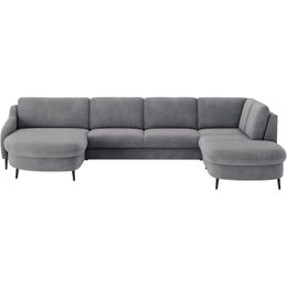 Sit & More Wohnlandschaft SIT & MORE "Soul U-Form", grau (stone), B:372cm H:90cm T:239cm, 100% Polyester, Sofas, Wohnlandschaft, wahlweise mit Bett und Bettkasten