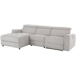 Ecksofa Home Affaire "Sentrano, L-Form", grau (hellgrau), B:275cm H:82cm T:164cm, NaturLEDER/Kunstleder (Das Leder hat eine Dicke von 0, 9-1, 0 mm);Kunstleder;Webstoff (95% Polyester, 5% Nylon);Struktur fein (95% Polyester, 5% Nylon), Sofas, Ecksofa, 275 cm, man. o. elektr. Relaxfunktion und USB/Kopfverstellung