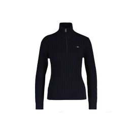 Sweater Gant "Strickpullover STRETCH COTTON CABLE HALF-ZIP 1er Pack", Damen, Gr. M, blau, Obermaterial: 88% Baumwolle CO. 10% Polyamid PA. 2% Elasthan EL., Sweatshirts Sweater