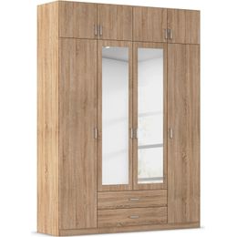Kleiderschrank Rauch "Schrank Garderobe W&auml;scheschrank GAMMA in 4 Breiten 91-226 cm", eiche sonoma, griffe alu, B:181cm H:248cm T:54cm, Holzwerkstoff, Schr&auml;nke, Kleiderschrank, mit Schubladen und Schrankaufsatz sowie Spiegel MADE IN GERMANY