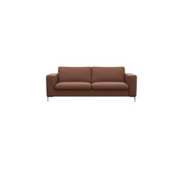 2,5-Sitzer FLEXLUX "Fiore, super Sitzkomfort durch Kaltschaum im Sitz", braun (old chesnut), B:196cm H:85cm T:92cm, 100% Echteder, Sofas, breite Armlehnen, F&uuml;&szlig;e Alu