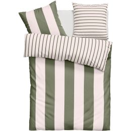 Wendebettw&auml;sche OTTO HOMEpuder, oliv, Linon, Obermaterial: 100% Baumwolle, Bettw&auml;sche, "Sari Trend", ab Gr. 135/200 cm, Bettw&auml;sche in modernen