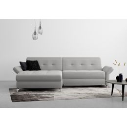 Ecksofa Home Affaire "Maredo L-Form", grau, B:284cm H:89cm T:179cm, 100% Polyester, Sofas, Ecksofa, Federkern, wahlweise auch mit Kopfteil- und Armlehnverstellung