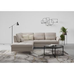 Ecksofa Home Affaire "Palm Beach L-Form", grau (elephant), B:263cm H:89cm T:224cm, 100%Polyester, Sofas, Ecksofa, Federkern, mit Sitztiefenverstellung, wahlweise mit Bettfunktion