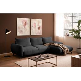 Ecksofa OTTO HOME "KELLIE, L-Form, 315 cm, verstellbare Armlehne, Metallf&uuml;&szlig;e", schwarz, B:315cm H:93cm T:169cm, Sofas, Ecksofa, wahlweise Recamiere links o. rechts, Chenille-Stoff, hoher Sitzkomfort