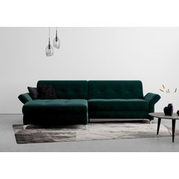 Ecksofa Home Affaire "Maredo L-Form", gr&uuml;n (dunkelgr&uuml;n), B:284cm H:89cm T:179cm, 100% Polyester, Sofas, Ecksofa, Federkern, wahlweise auch mit Kopfteil- und Armlehnverstellung