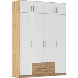 Kleiderschrank Rauch "Schrank Garderobe W&auml;scheschrank GAMMA in 4 Breiten 91-226 cm", eiche artisan, alpinwei&szlig;, griffe chrom, B:181cm H:248cm T:54cm, Holzwerkstoff, Schr&auml;nke, Kleiderschrank, mit Schubladen und Schrankaufsatz, schlichtes Design MADE IN GERMANY