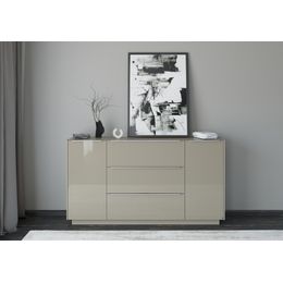 Sideboard, B:182cm H:102cm T:42cmtaupe matt lack, glas taupe glanz, SET ONE BY Musterring, Glas, Holzwerkstoff, Wohnzimmer, Sideboards, "Reno", Mit