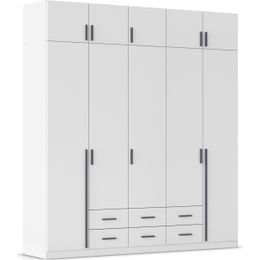 Kleiderschrank Rauch "Schrank Garderobe W&auml;scheschrank GAMMA in 4 Breiten 91-226 cm", alpinwei&szlig;, griffstangen graumetallic, B:226cm H:248cm T:54cm, Holzwerkstoff, Schr&auml;nke, Kleiderschrank, mit Schubladen und Schrankaufsatz, schlichtes Design MADE IN GERMANY