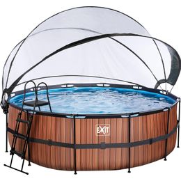 Framepool EXIT "inkl. multifunktionaler Poolabdeckung & W&auml;rmepumpe", braun, H:122cm &Oslash;:427cm, Schwimmbecken, &Oslash;xH: 427x122 cm, mit Sandfilteranlage und Sicherheitsleiter
