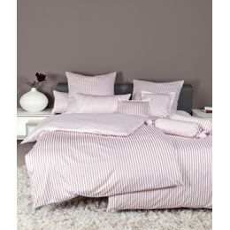 Wendebettw&auml;sche Janine "modernclassic 3912, 100% Baumwolle", rosa (rose), B/L: 200cm x 220cm, 1 Stk., 2 Stk., Mako-Satin, B/L: 80cm x 80cm & 80cm x 80cm, 3 Stk., Mako-Satin, Obermaterial: 100% Baumwolle, Bettw&auml;sche, Wendebettw&auml;sche, mit Rei&szlig;verschluss, Streifen Design