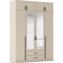 Kleiderschrank Rauch "Schrank Garderobe W&auml;scheschrank GAMMA in 4 Breiten 91-226 cm", beige (champagner), griffstangen graumetallic, B:181cm H:248cm T:54cm, Holzwerkstoff, Schr&auml;nke, Kleiderschrank, mit Schubladen und Schrankaufsatz sowie Spiegel MADE IN GERMANY