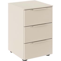 Nachtkommode "Nachttisch Nachtschrank Nachtkonsole SERINA eleganter Eyecatcher", beige, beige mattglas (champagner), B:40cm H:61cm T:42cm, Holzwerkstoff, LeGer Home by Lena Gercke, Sideboards, mit 3 Schubk&auml;sten sowie hochwertigen Metallgriffen MADE IN GERMANY