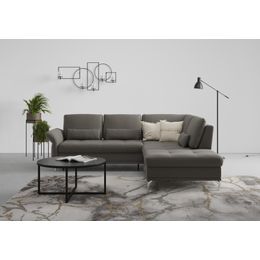 Ecksofa Home Affaire "Palm Beach L-Form", braun (schlamm), B:263cm H:89cm T:224cm, 100%Polyester, Sofas, Ecksofa, Federkern, mit Sitztiefenverstellung, wahlweise mit Bettfunktion