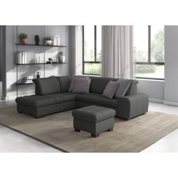 Sit & More Ecksofa SIT & MORE "Luxor L-Form", grau (graphite), B:259cm H:82cm T:224cm, Luxus-Microfaser ALTARA NUBUCK (100% Polyester);Soft clean (98% Polyester, 2% Polyamid);Struktur fein (100% Polyester), Sofas, Ecksofa, wahlweise mit Bettfunktion, Stauraum und Kopfteilverstellung