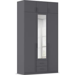 Kleiderschrank Rauch "Schrank Garderobe W&auml;scheschrank GAMMA in 4 Breiten 91-226 cm", graumetallic, griffstangen graumetallic, B:136cm H:248cm T:54cm, Holzwerkstoff, Schr&auml;nke, Kleiderschrank, mit Schubladen und Schrankaufsatz sowie Spiegel MADE IN GERMANY
