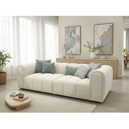 Big-Sofa DOMO collection "Odense Megasofa in 2 Breiten, Taschenfederkernunterfederung, bequem", blau (beige, petrol), B:254cm H:69cm T:118cm, 100% Polyester, Sofas, Big-Sofa, aus pflegeleichtem Strukturbezug und legerer Polsterung