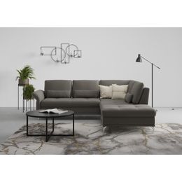 Ecksofa Home Affaire "Palm Beach L-Form", braun (schlamm), B:259cm H:89cm T:224cm, 100%Polyester, Sofas, Ecksofa, Federkern, mit Sitztiefenverstellung, wahlweise mit Bettfunktion