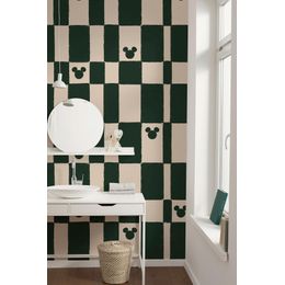 Kindertapete Komar "Disney Mickey Mouse Green Chess", gr&uuml;n (gr&uuml;n,rosa), B:200m H:250m, Vlies, Tapeten