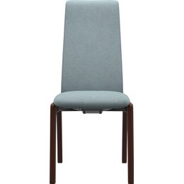 Polsterstuhl stressless "Laurel", blau (aqua dinamica, walnuss), B:57cm H:105cm T:60cm, Microfaser DINAMICA (88% Polyester, 12% Polyurethan), St&uuml;hle, Polsterstuhl, High Back, Gr&ouml;&szlig;e M, mit abgerundeten Beinen in Walnuss