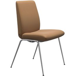 Polsterstuhl stressless "Laurel", braun (taupe paloma, chrom gl&auml;nzend), B:57cm H:92cm T:59cm, Leder PALOMA: PALOMA ist ein durchgef&auml;rbtes Semianilin-M&ouml;belleder mit nat&uuml;rlicher Narbung., St&uuml;hle, Polsterstuhl, Low Back, Gr&ouml;&szlig;e L, mit Beinen aus Stahl in Chrom gl&auml;nzend