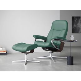 Relaxsessel stressless "Consul", gr&uuml;n (aqua gr&uuml;n paloma), B:78cm H:97cm T:70cm, Leder PALOMA: PALOMA ist ein durchgef&auml;rbtes Semianilin-M&ouml;belleder mit nat&uuml;rlicher Narbung., Sessel, Relaxsessel, mit Hocker, mit Cross Base, Gr&ouml;&szlig;e S, M & L, Holzakzent Wenge