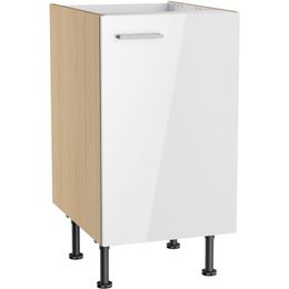 Sp&uuml;lenschrank KOCHSTATION "KS-Lucy", wei&szlig; glanz, eiche hell, B:45cm H:87cm T:58,1cm, Schr&auml;nke, Sp&uuml;lenschrank, Breite 45 cm, mit 1 T&uuml;r, h&ouml;henverstellbare F&uuml;&szlig;e, Soft-Close