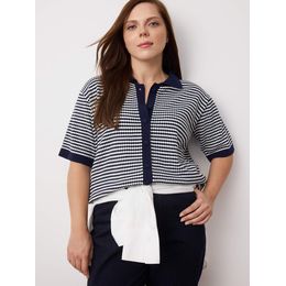Trendyol Curve Bluse Damen Gr&ouml;&szlig;e 5XL navy / wei&szlig;