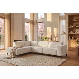 Ecksofa Home Affaire "LORCAN mit Metallf&uuml;&szlig;en, Breite 275 cm, weiches Sitzgef&uuml;hl", beige (natur), B:275cm H:77cm T:210cm, Struktur weich: (85% Polyester, 15% Nylon), Sofas, Ecksofa, Metallf&uuml;&szlig;e, Lederoptik, Struktur, Boucl&eacute;
