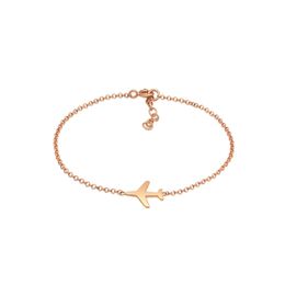 Armband Elli "Flugzeug Reise 925 Silber" Gr. 16, rosa (rosegold), Armb&auml;nder, Damen, 16cm, ohne Stein, Silber 925 (Sterlingsilber), Armband